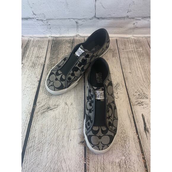 Coach | Shoes | Coach Womens Bev Monogram Slip On Fashion Sneakers Size ...